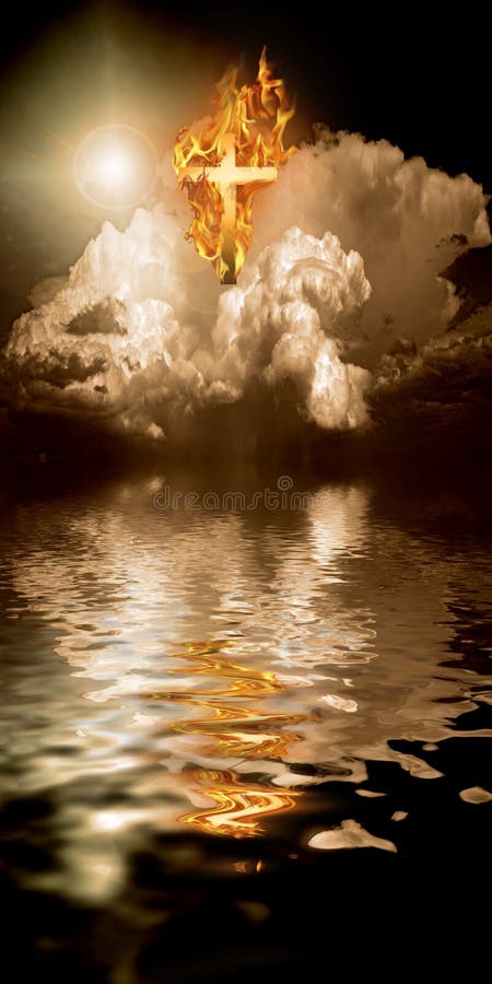 Burning Cross stock illustration. Illustration of flames - 5751028