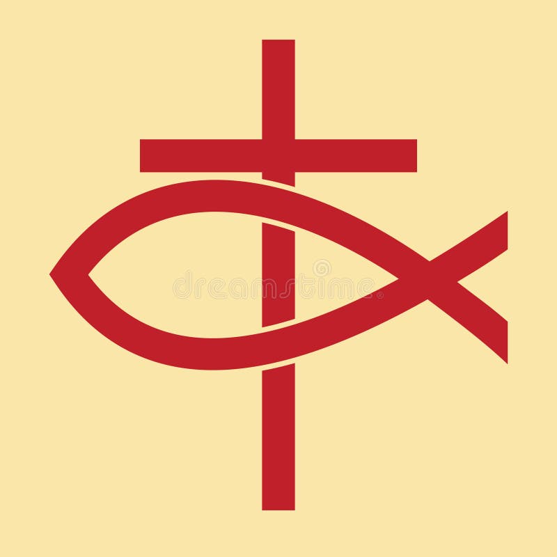 Jesus Fish And Cross Icon . Vector Illustration. Stock Illustration ...