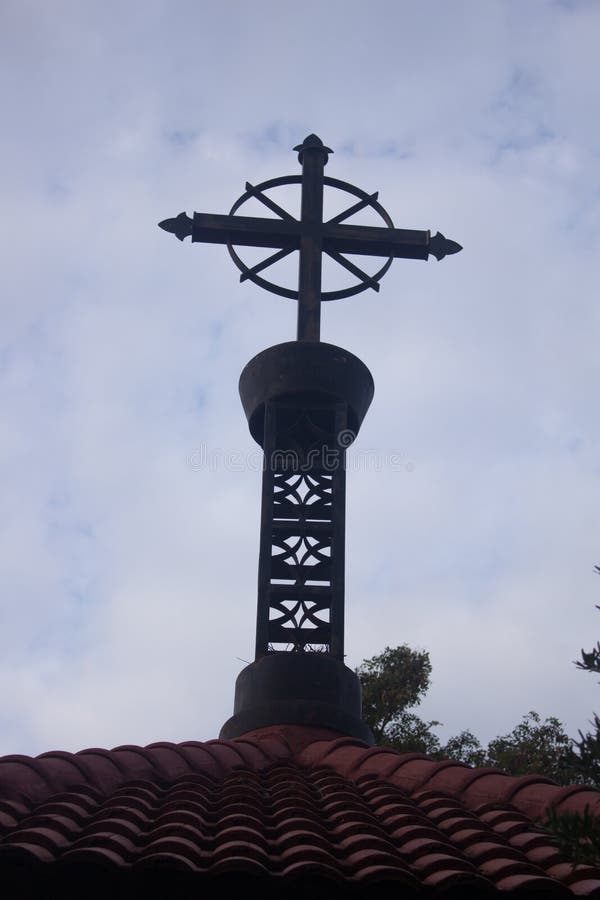 A Cross Fixed on Curved Rooftop of a Church Stock Image - Image of ...