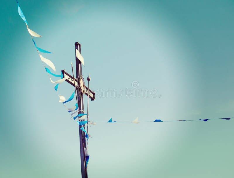 Cross and flags stock photo. Image of catholic, christianity - 45413930