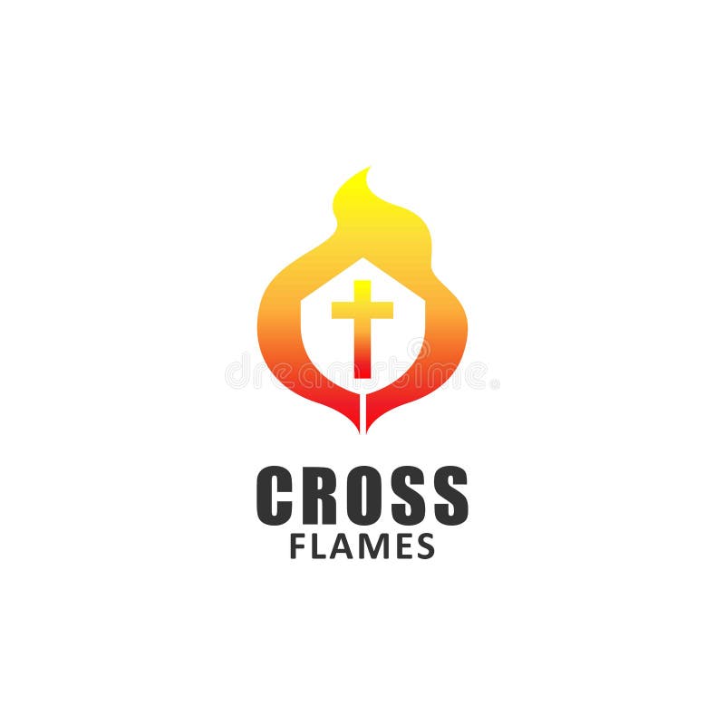 Cross on the Flame Bible Church Logo Stock Vector - Illustration of ...