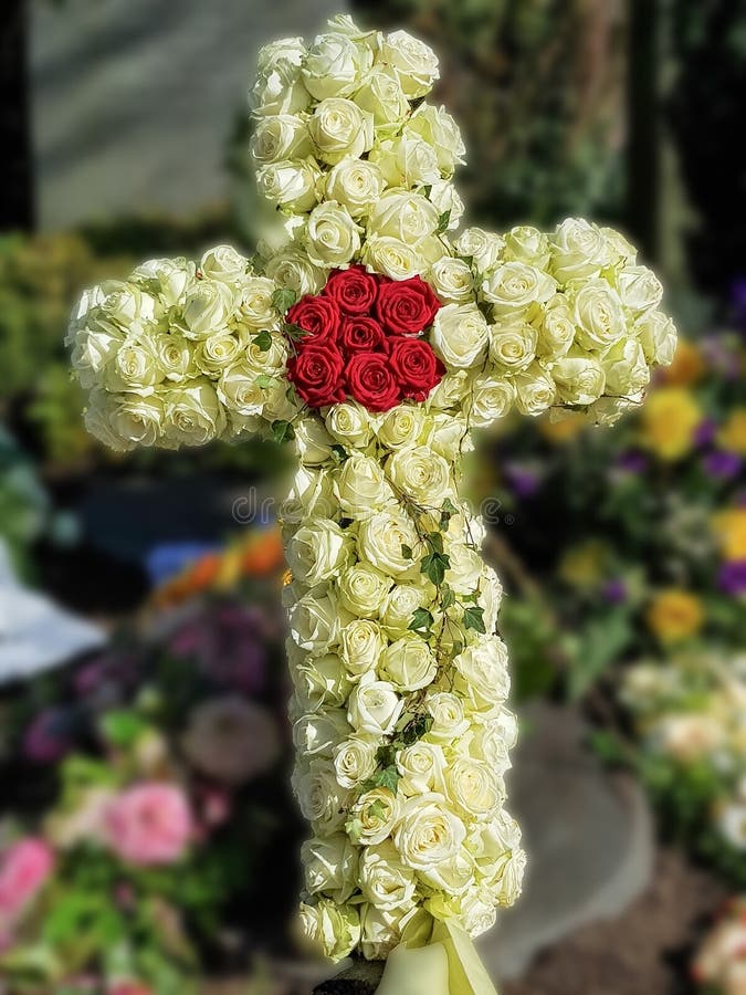 Cross made of flowers stock image. Image of carnation - 154664911