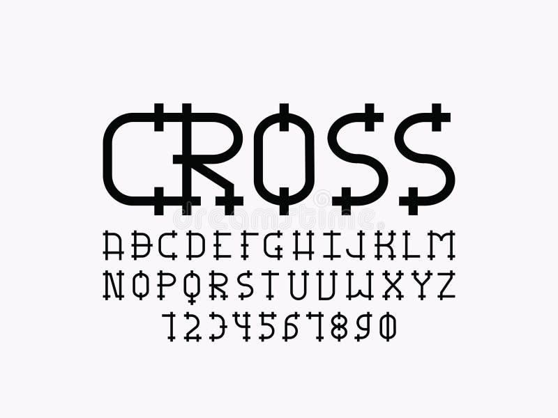 Cross Font. Vector Alphabet Stock Vector - Illustration of font ...