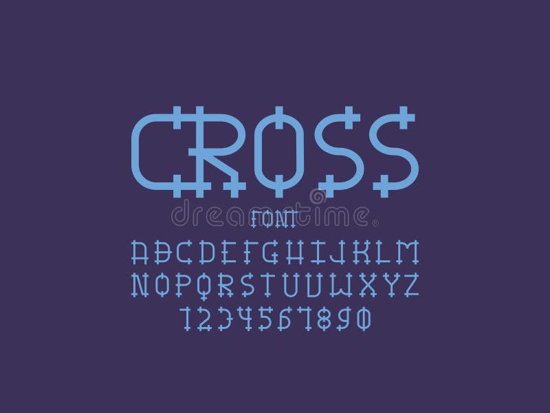 Cross Font. Vector Alphabet Stock Vector - Illustration of trendy ...