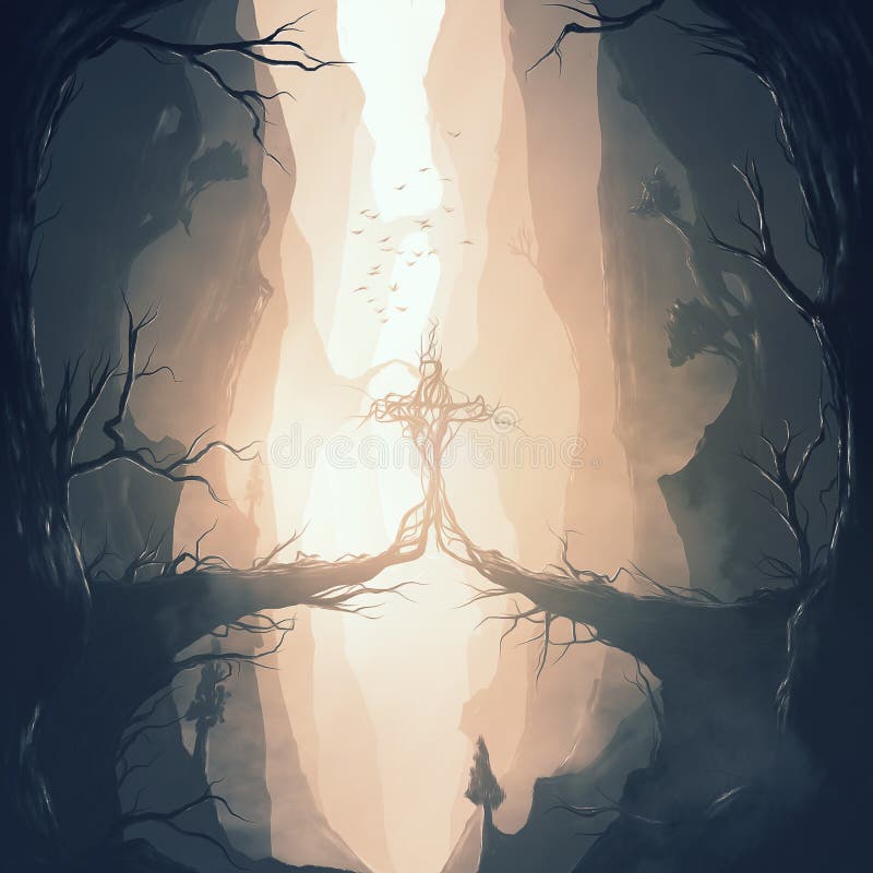 Cross formed in nature stock illustration. Illustration of symbol ...