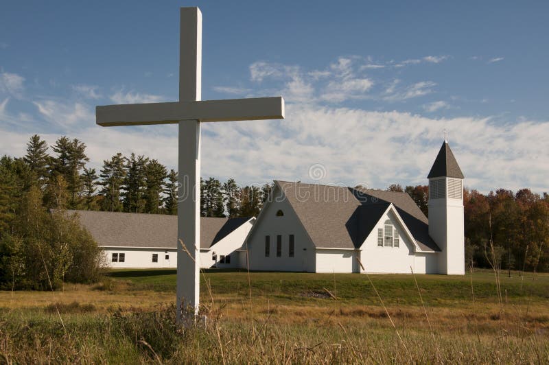 Cross in Front of Church stock image. Image of cross - 16222259