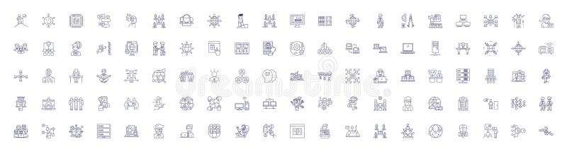 Cross-functional and Collaborative Teams Line Icons Signs Set. Design ...