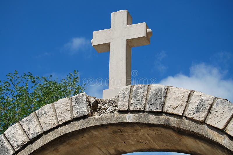 Cross on the gate stock photo. Image of religion, roof - 7277732