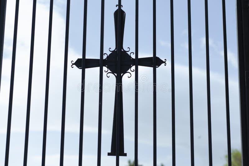 Cross in the gate stock image. Image of landmark, cemetery - 188082449