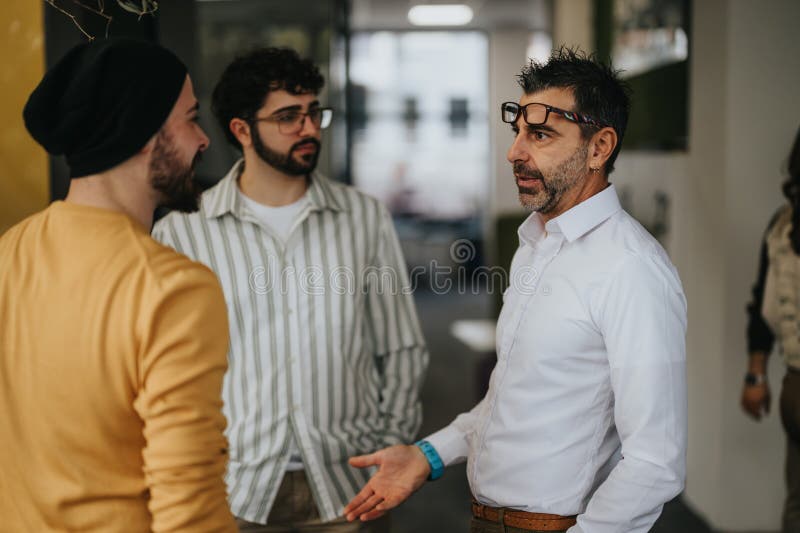 Cross Generational People Working in a Creative Office. Collaborating ...