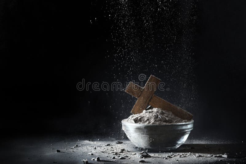 Ashes Falling on Fly with Christian Cross and Dark Background Stock ...