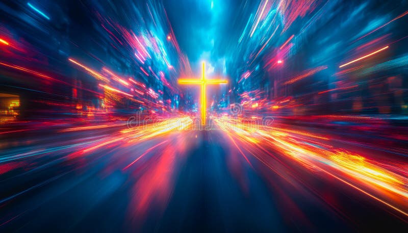 Cross Glowing in Radiant Light Breaking through Dramatic Clouds with ...