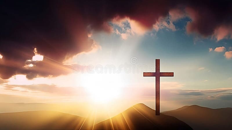 The Cross of God in the Beautiful Rays of the Sun. Stock Illustration ...