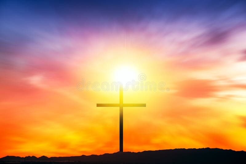 The Cross of God in the Rays of the Sun. Stock Image - Image of dusk ...