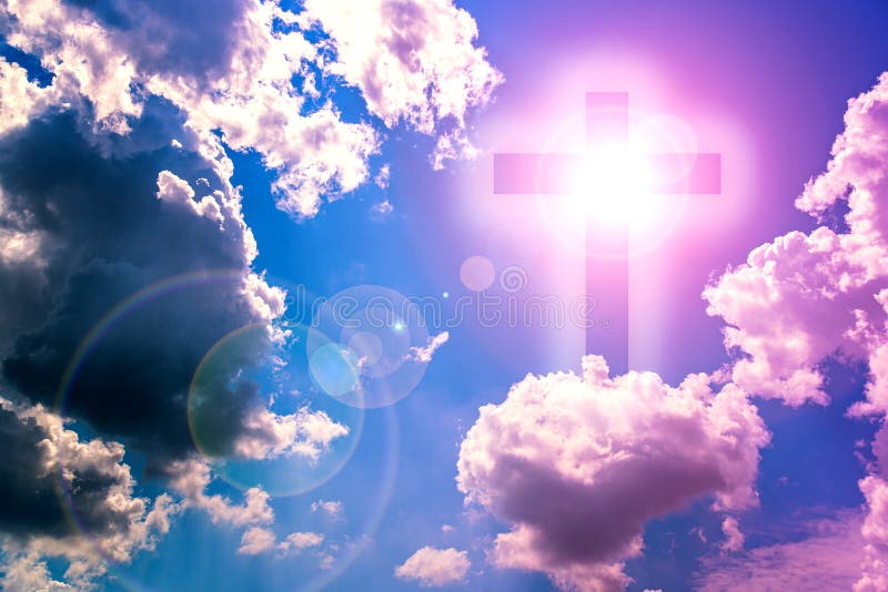 The Cross of God in the Rays of the Sun. Stock Photo - Image of heaven ...