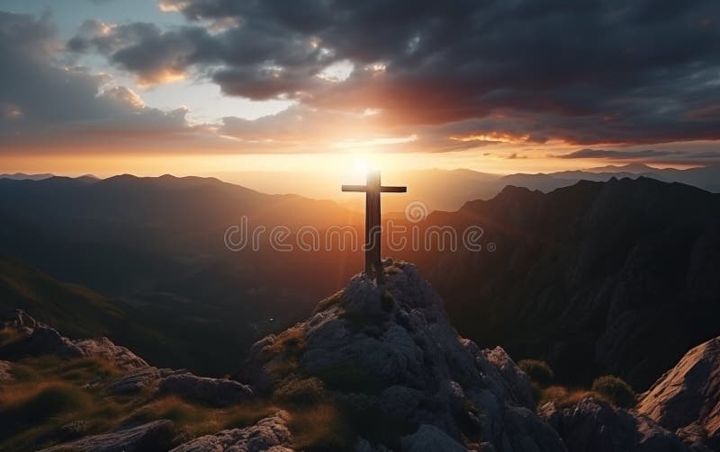 The Cross of God in the Rays of the Sun. Religious Concept Stock ...