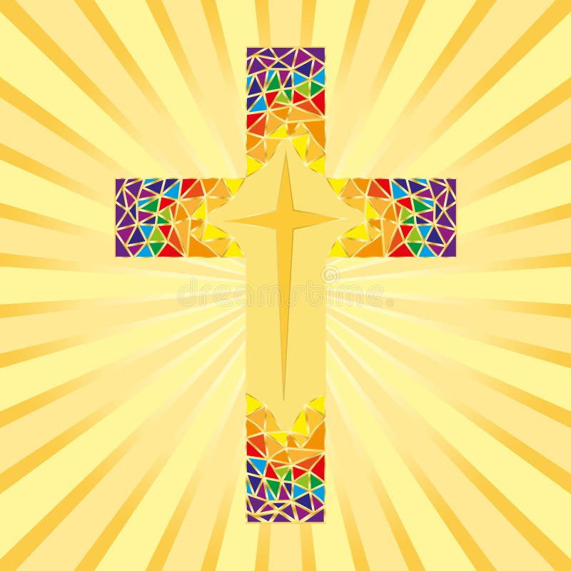 Golden Cross Light Rays Background Stock Illustrations – 116 Golden ...