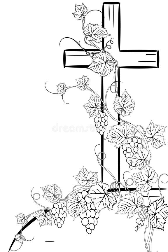 Cross and grape 2 stock vector. Illustration of church - 85672351