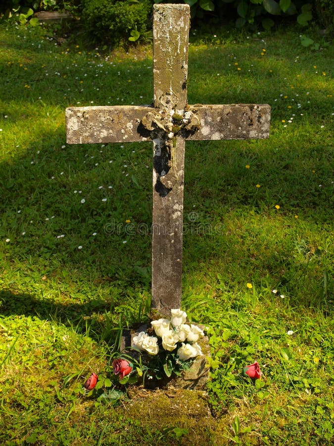 Cross in a grave stock photo. Image of headstone, grave - 60658666