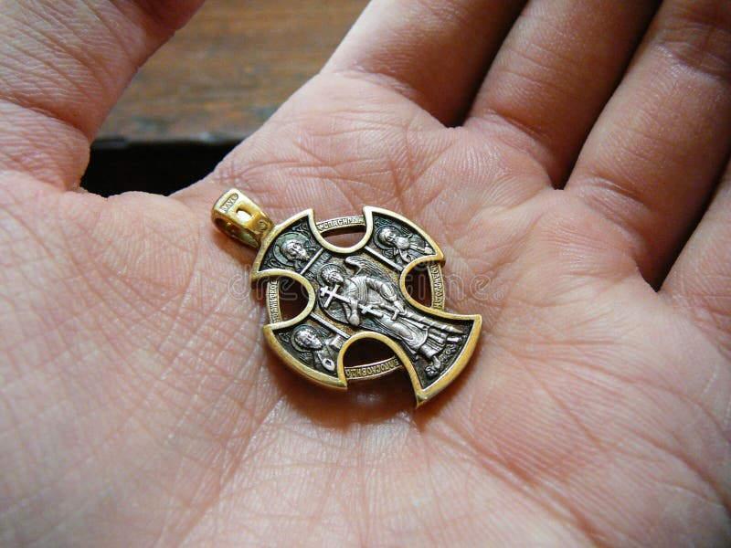 The cross in the hand stock image. Image of silver, heaven - 37984009