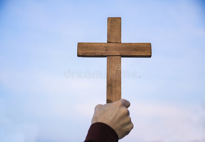 Cross in hand stock image. Image of cross, hand, religion - 193985459