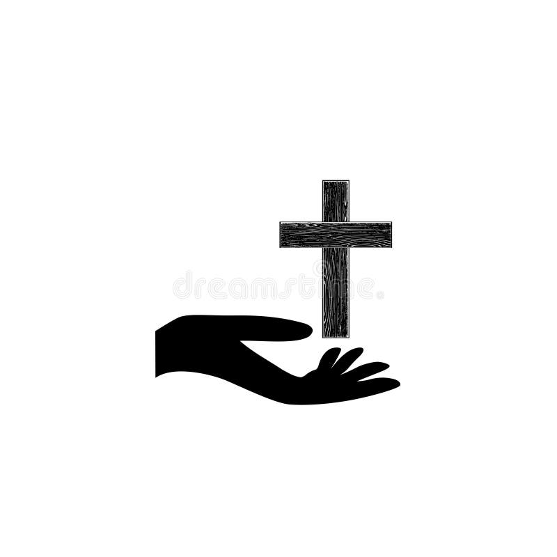 Cross in Hand Icon Isolated on White Background Stock Vector ...