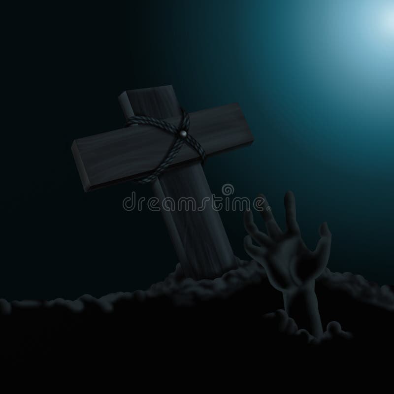 Cross and hand zombies stock illustration. Illustration of grave - 60319406
