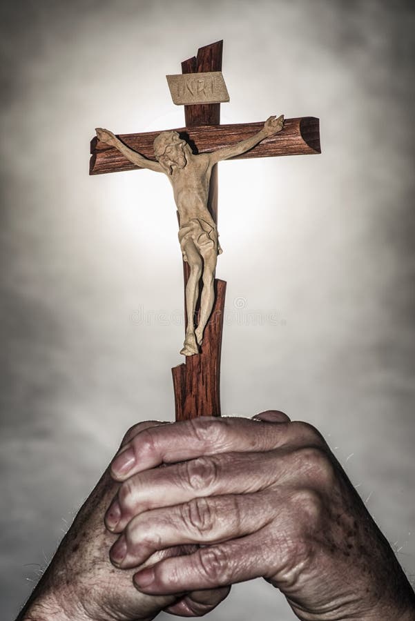 Cross in Hands and Dark Sky Stock Image - Image of christ, symbol: 89716105