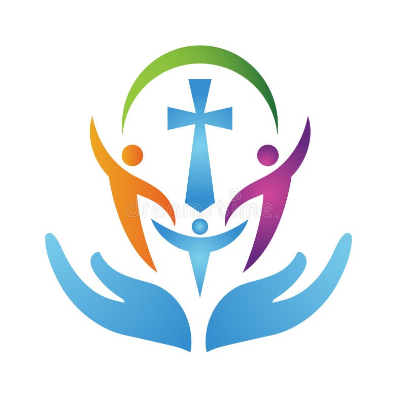 Cross and hands logo icon. stock vector. Illustration of bulb - 244029878