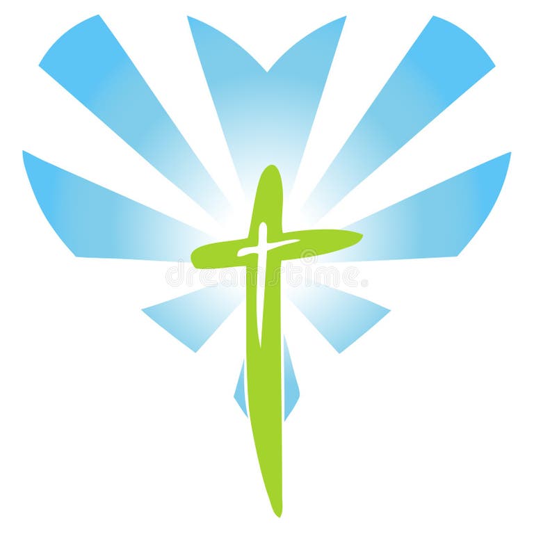 Cross with Heart Shaped Rays of Light Stock Vector - Illustration of ...