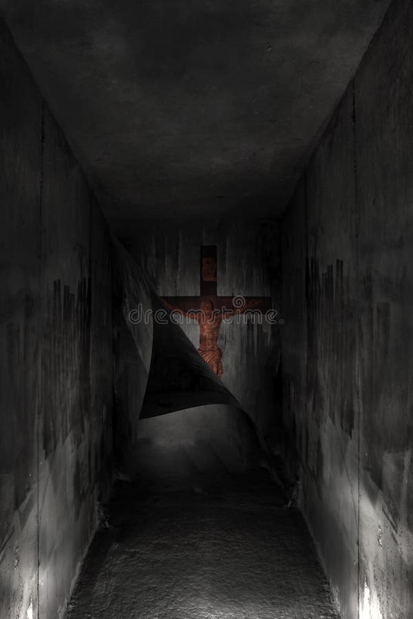 Cross in the hell dark stock illustration. Illustration of love - 19015373