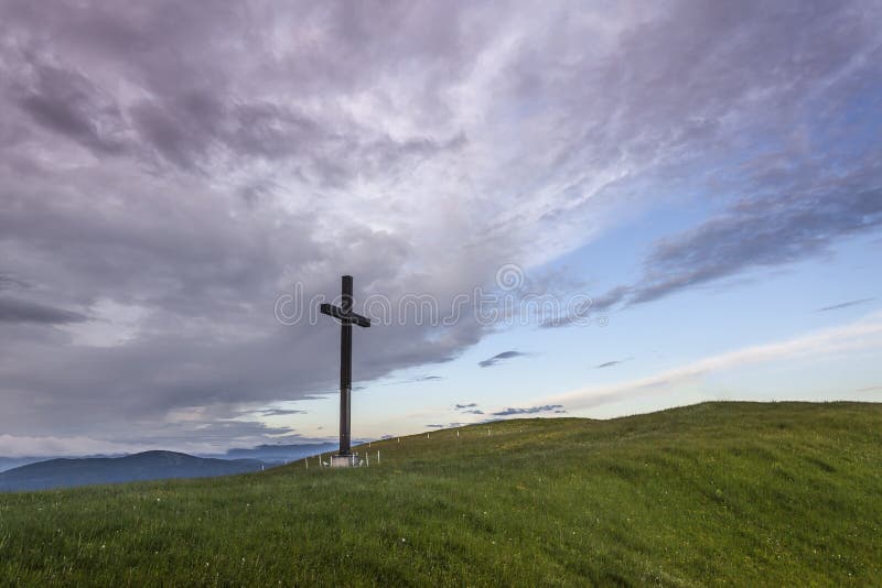 Cross on the hill stock image. Image of clouds, faith - 41843545
