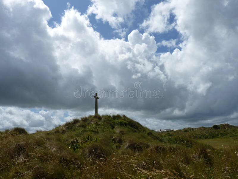 Cross on a Hillside with Clouds Stock Image - Image of cross, stormy ...
