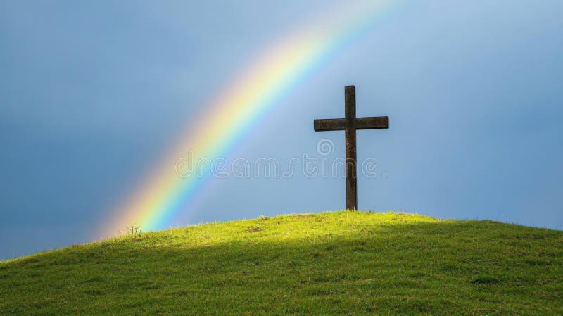 Cross Hillside Rainbow Sky Stock Photos - Free & Royalty-Free Stock ...