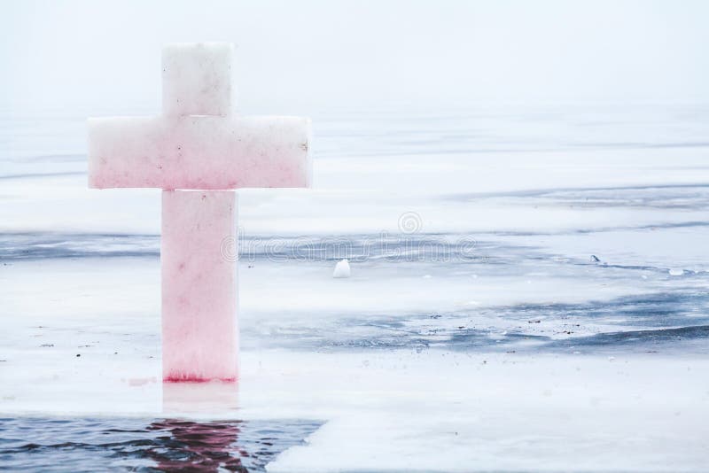 Cross from ice Epiphany stock image. Image of faith, holy - 65096123