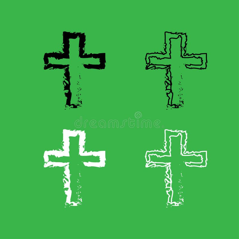 Cross Icon Black and White Color Set Stock Vector - Illustration of ...