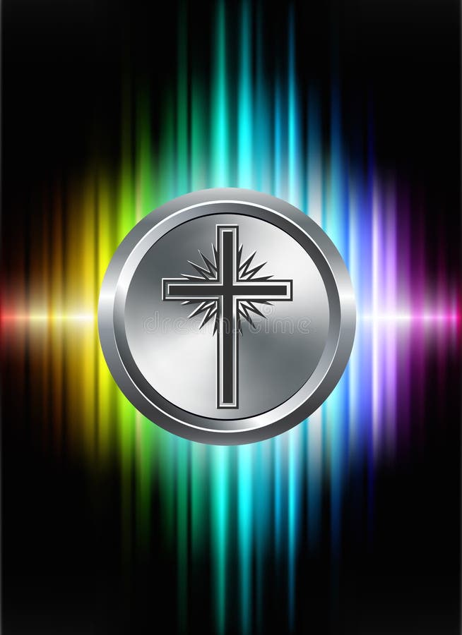 Cross Icon Button on Abstract Spectrum Background Stock Illustration ...
