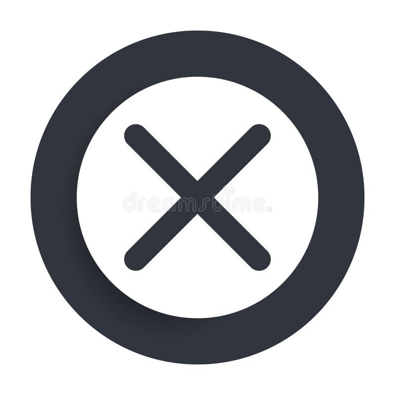 Cross Icon Flat Vector Round Button Clean Black and White Design ...