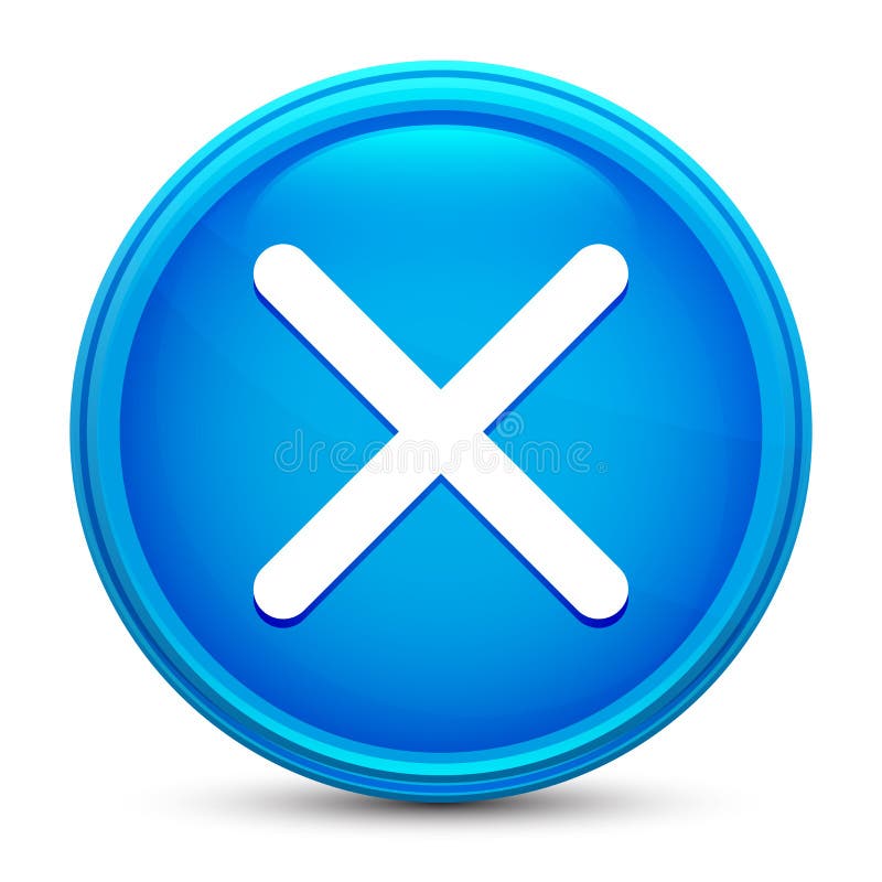 Cross Icon Glass Shiny Blue Round Button Isolated Design Vector ...