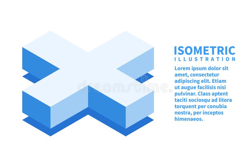 Cross Icon. Isometric Template for Web Design in Flat 3D Style Stock ...