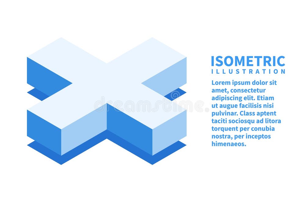 Cross Icon. Isometric Template for Web Design in Flat 3D Style Stock ...