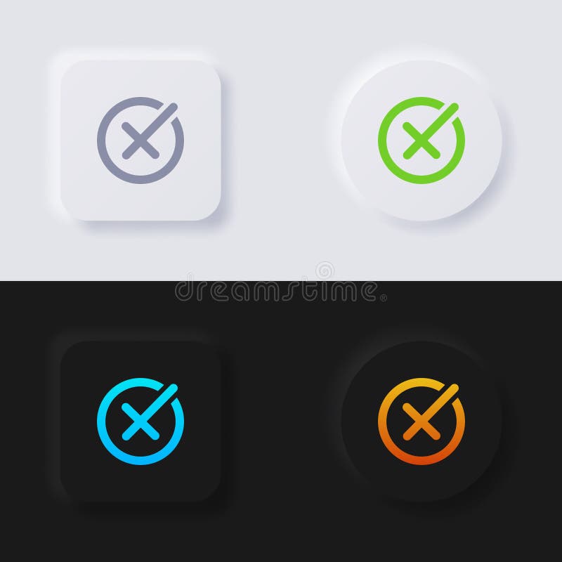 Cross Icon Set, Multicolor Neumorphism Button Soft UI Design. Stock ...
