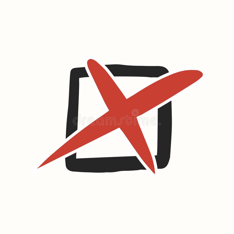 Cross Icon in a Square. Checkmark Vector Icon Set in Red Stock ...
