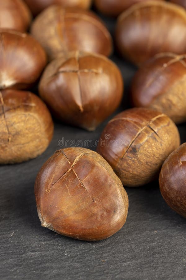 Cross Incised Chestnut Shell Frying Baking Preparation Cutting Shells ...