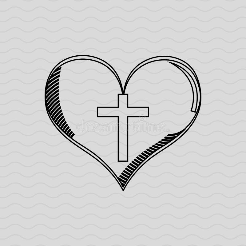 Cross Inside Heart Design Stock Illustrations – 394 Cross Inside Heart ...