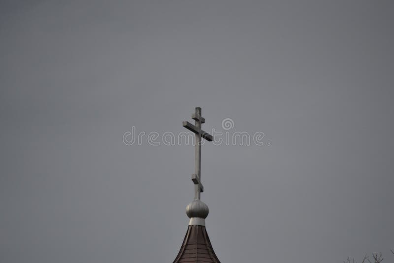 The Cross on an Iron Church Tower in Daylight Stock Photo - Image of ...