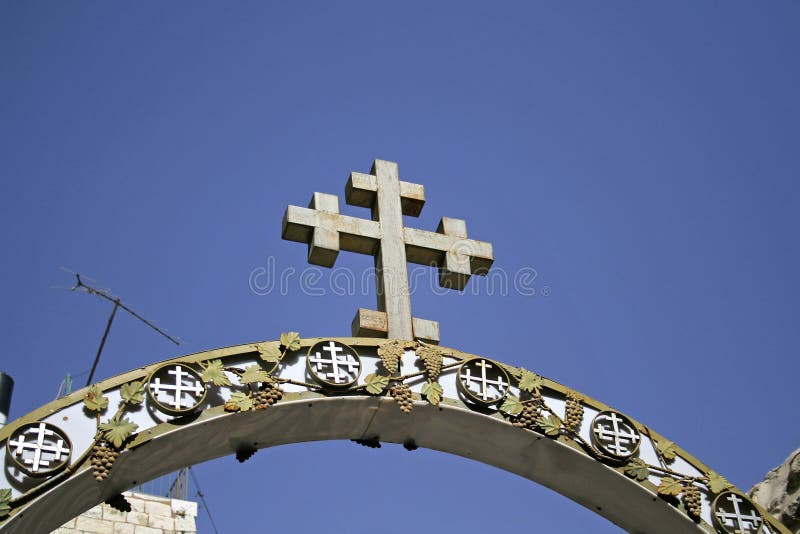 Cross of jerusalem church stock image. Image of arch, pray - 3383399
