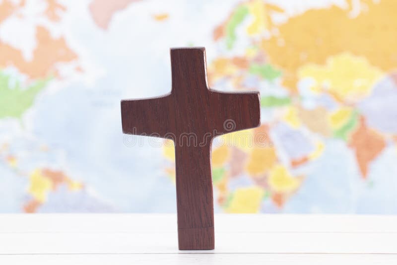 The Cross of Jesus Against the Background of a Map Stock Image - Image ...