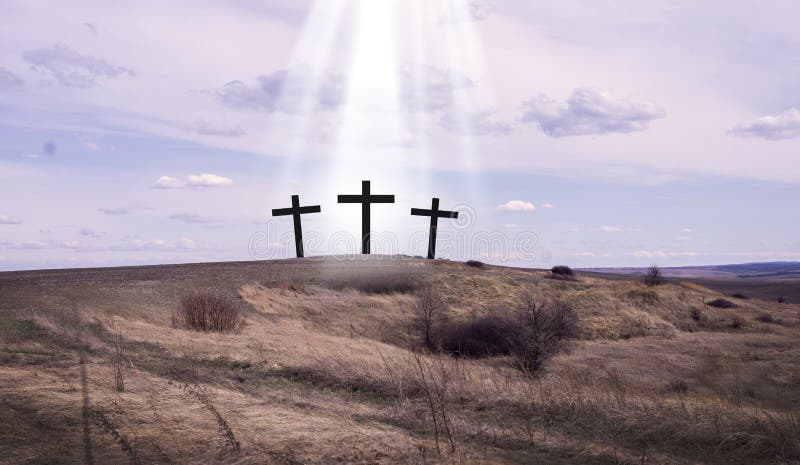 Cross of Jesus. Crucifix Against the Sky. Easter. Three Crosses. Jesus ...