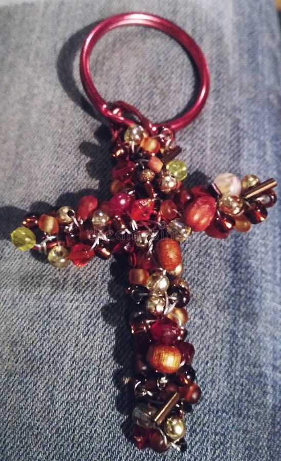 Cross Keychain Custom Symbol Beaded Stock Photo - Image of custom ...